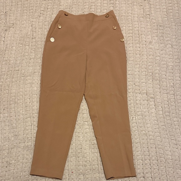 Zara | Pants & Jumpsuits | Nwot Zara Tan Highwaisted Pants With Sailor ...